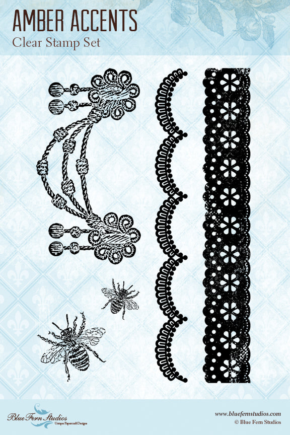 Blue Fern Stamp - Amber Accents Stamp Set * | Dreamz Etc