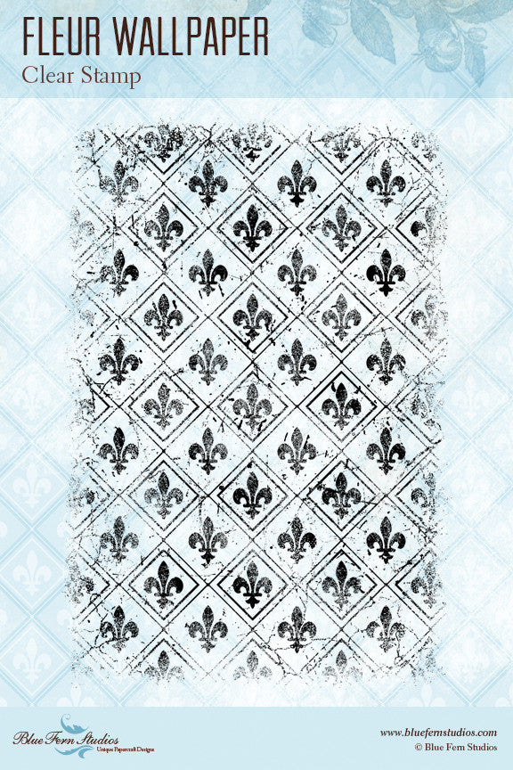 Blue Fern Stamp - Fleur Wallpaper Stamp Set * | Dreamz Etc