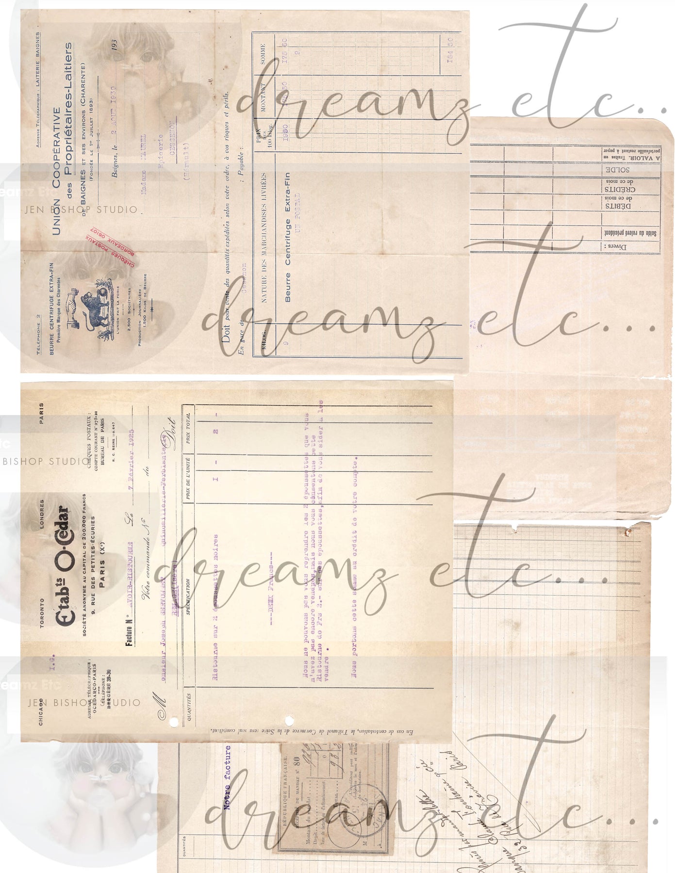 Vintage Stained Papers & Receipts (Bundle) - Digital – Dreamz Etc