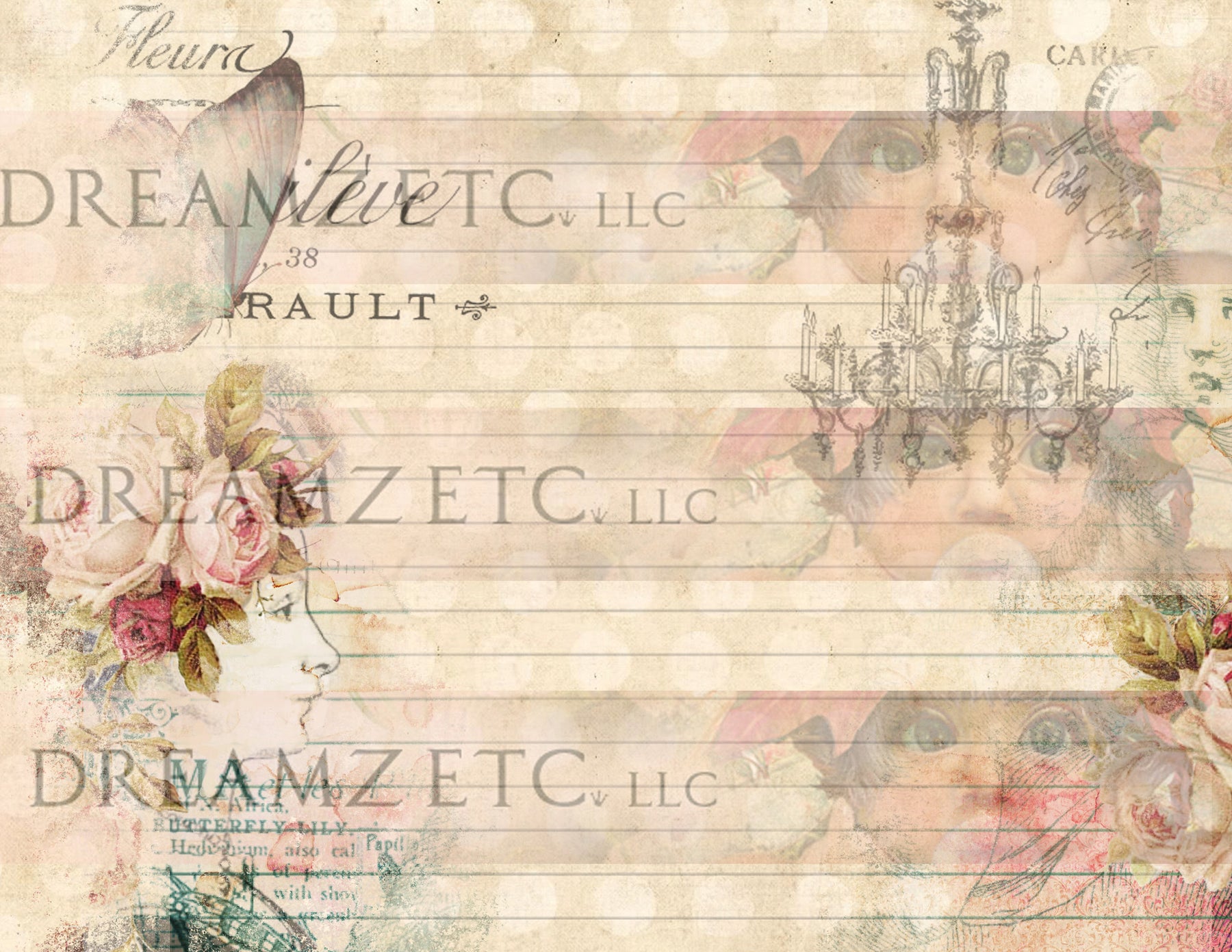 Vintage Lined Journal Paper Pack - Digital - 10 Designs – Dreamz Etc